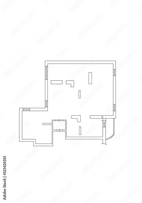 Autocad Drawing 2d Floor Plan Blackandwhite Floor Plan Floorplan Stock Illustration Adobe Stock