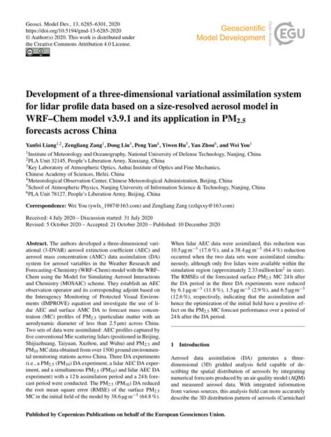 Pdf Development Of A Three Dimensional Variational Assimilation System For Lidar Profile Data