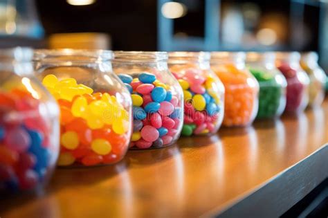 Candy Store Counter Featuring An Array Of Colorful Dragee And Jelly