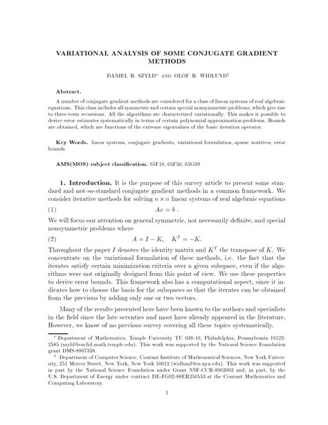Pdf Variational Analysis Of Some Conjugate Gradient Methods