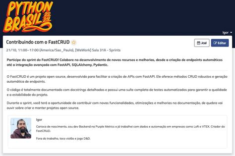 Igor Magalhães On Linkedin Fastcrud Pythonbrasil Python Fastapi