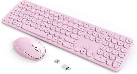 Amazon Com Wireless Keyboard Mouse Combo Ghz Aesthetic Quiet Pink Keyboard And Mouse