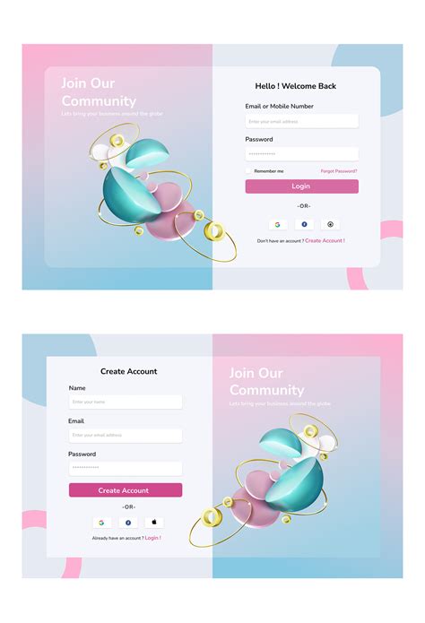 Loginsignup Screens Behance