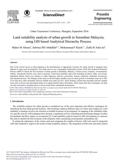 Pdf Land Suitability Analysis Of Urban Growth In Seremban Malaysia Using Gis Based Analytical