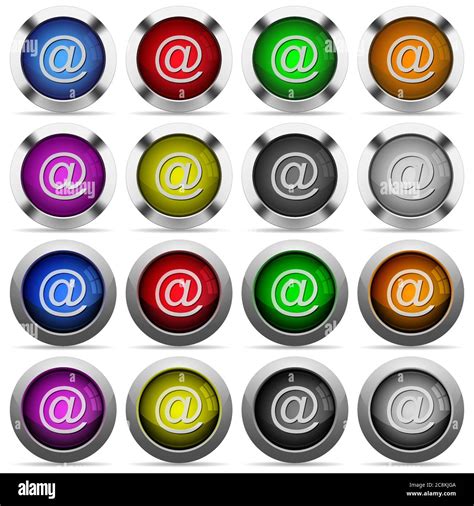 Set Of Email Glossy Web Buttons Arranged Layer Structure Stock Vector