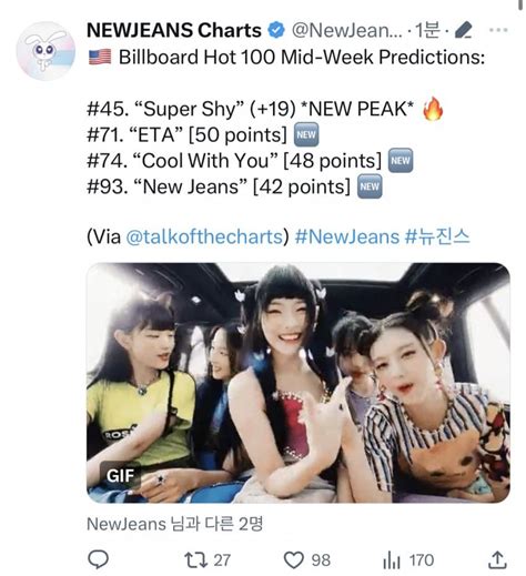 [정보 소식] 다음주 뉴진스 빌보드 예상 최신판 인스티즈 Instiz 연예 카테고리