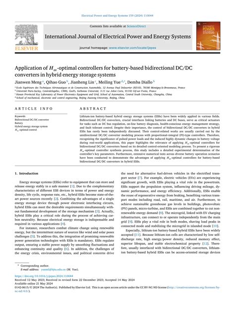 Pdf Application Of H∞ Optimal Controllers For Battery Based