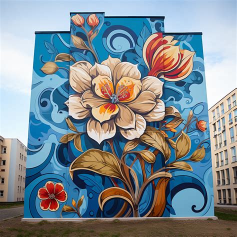 Flower Mural On Building