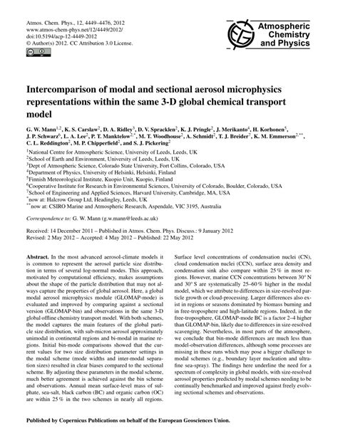Pdf Intercomparison Of Modal And Sectional Microphysics