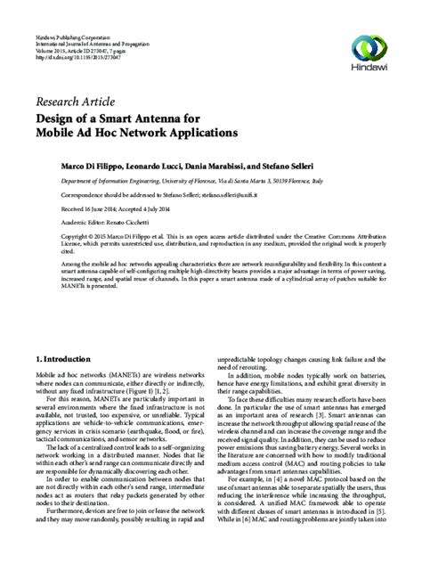 Pdf Design Of A Smart Antenna For Mobile Ad Hoc Network Applications