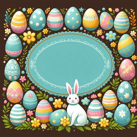 Premium Photo Beautiful Easter Frame With Rabbit And Eggs