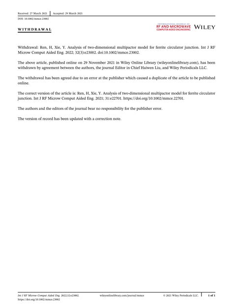 Analysis Of Two‐dimensional Multipactor Model For Ferrite Circulator Junction