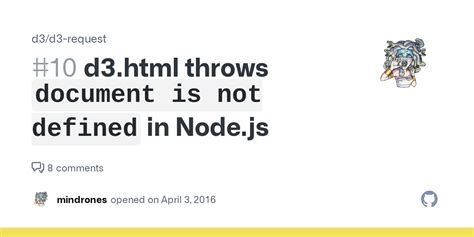D3 Html Throws Document Is Not Defined In Node Js Issue 10 D3 D3