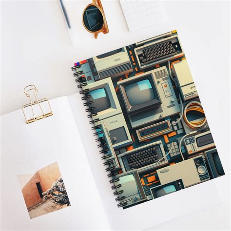 Retro 80s Computers And Gadgets Spiral Notebook Vintage Tech Design For School Work Or