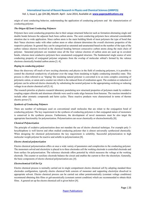 Synthesis And Characterization Of Conducting Polymers A Review Paper Pdf