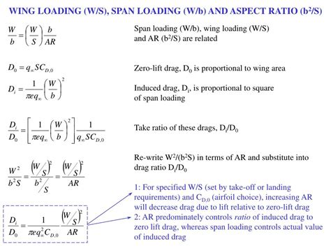 Ppt Wing Loading Ws Span Loading Wb And Aspect Ratio B 2 S