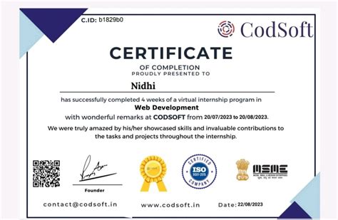 I Am Glad To Share My Internship Completion Letter In Web Development