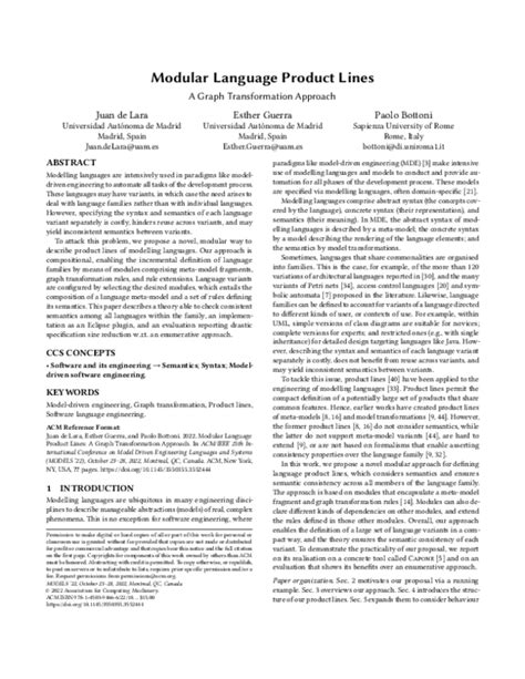 Pdf Modular Language Product Lines