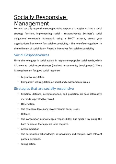 Socially Responsive Management Socially Responsive Management Forming Socially Responsive