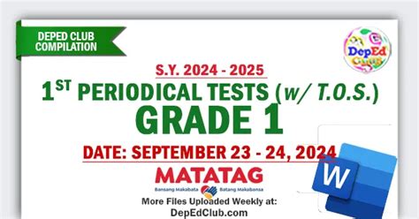 Deped Grade 1 Matatag Periodical Tests Reviewer Archives The Deped