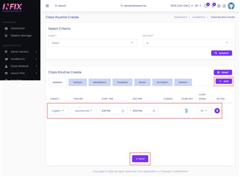 Class Routine Aorasoft Helpdesk