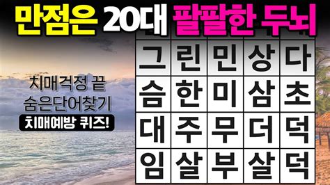 만점은 20대 팔팔한 두뇌 숨은단어찾기 Youtube