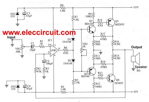 50w Stereo Audio Amplifier Circuit Electronic Design Schematic Circuit Power Diagram