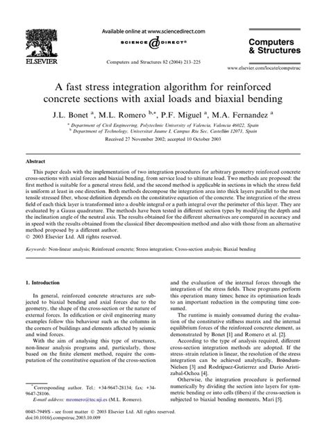 A Fast Stress Integration Algorithm For Reinforced Concrete Sections