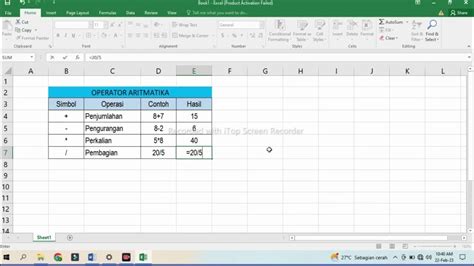 Operator Aritmatika Excel Youtube