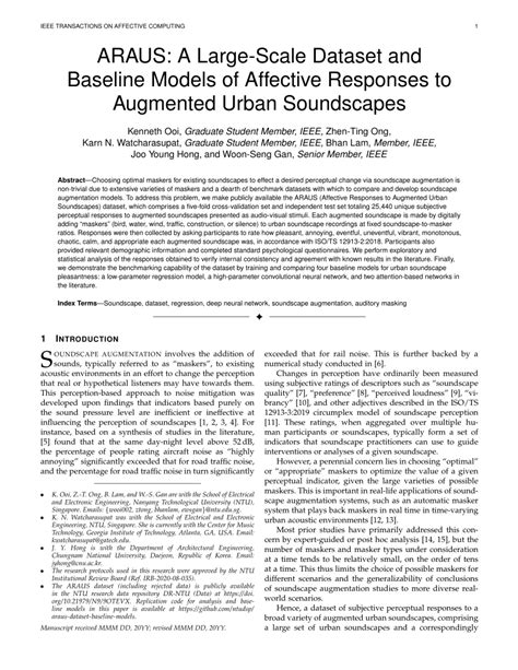 Pdf Araus A Large Scale Dataset And Baseline Models Of Affective Responses To Augmented Urban