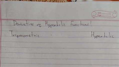 How To Remember Derivatives Of Hyperbolic Functions Youtube