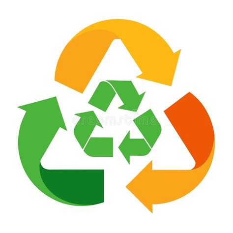 A Green And Orange Recycling Symbol With Three Arrows Forming A Circle Around It Stock Vector