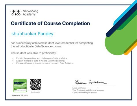 Completed Data Science Course By Cisco Shubhankar Pandey Posted On