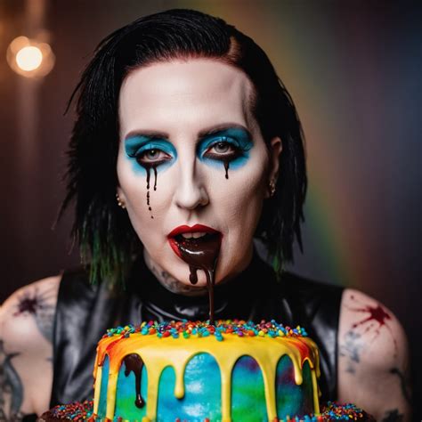 Marilyn Manson Birthday Cake With Piped Rainbow Frosting Stable