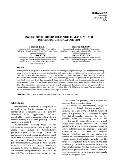 pdf inverse methodology for centrifugal compressor design using