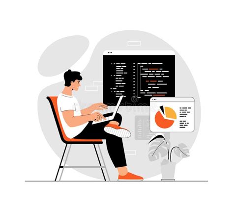Backend Development Coding And Programming It Specialist Sit And Write Code On A Laptop For