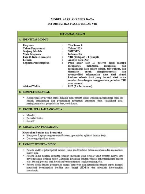 Modul Ajar Analisis Data Pdf