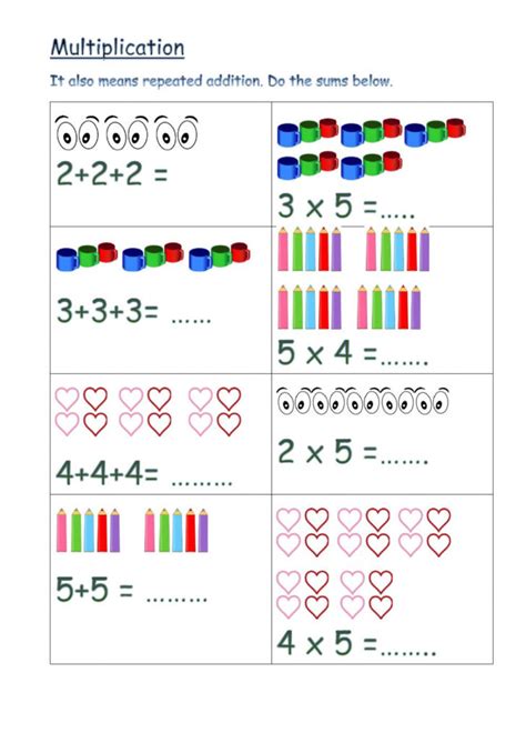 Multiplication As Repeated Addition Worksheets For Grade 2
