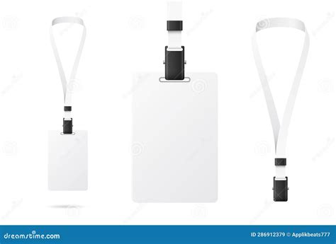Vector Realistic Id Card Badge Blank Mockup Stock Vector Illustration