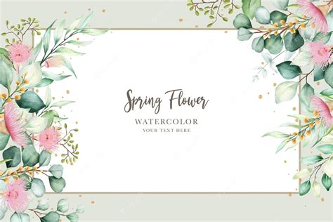 손으로 그린 꽃과 잎 화환 배경 디자인 프리미엄 벡터