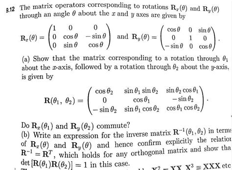 solved 9 12 the matrix operators corresponding to rotations