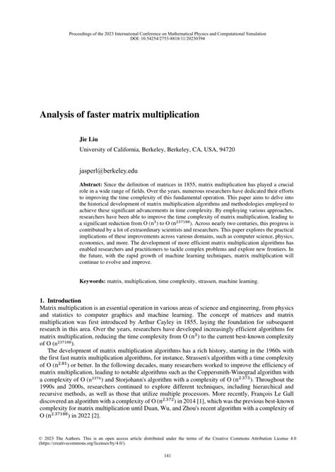 pdf analysis of faster matrix multiplication