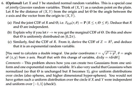 Solved Optional Let Xand Y Be Standard Normal Random Variables This