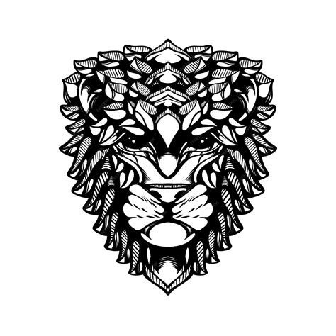 Decoratieve Lijntekening Van Een Leeuwenkop Premium Vector