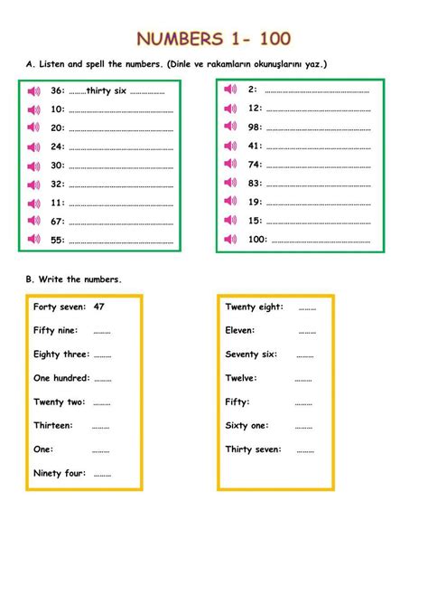 Numbers 1 100 English As A Second Language Esl Activity Live