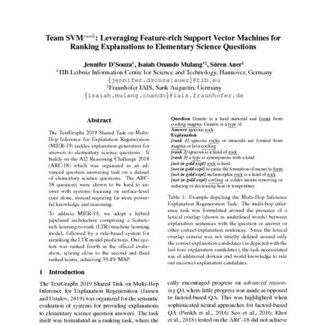 Team Svmrank Leveraging Feature Rich Support Vector Machines For Ranking Explanations To