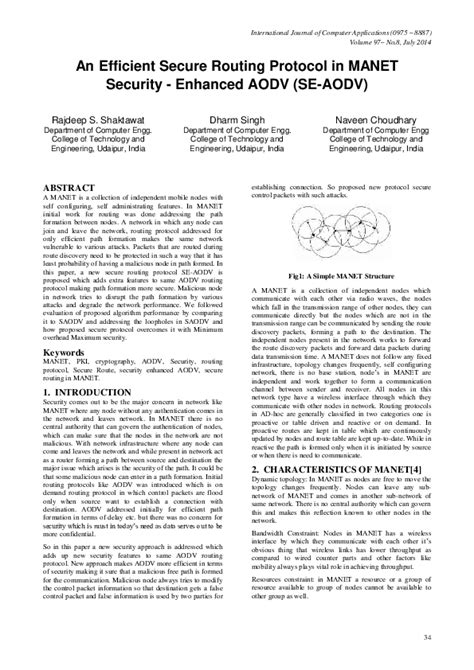 Pdf An Efficient Secure Routing Protocol In Manet Security Enhanced