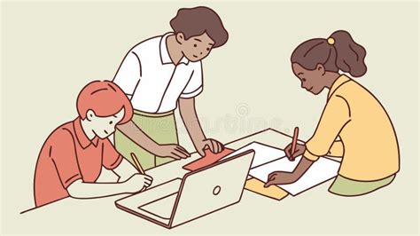 Diverse Team Collaborating Laptop Project Meeting Vector Design Generative Ai Stock Vector