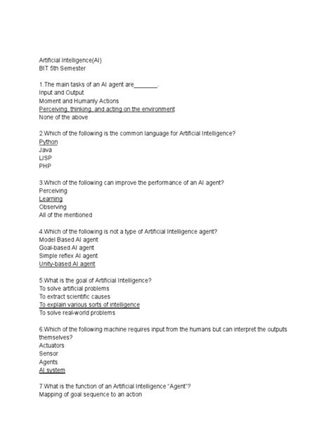 Ai Mcq Pdf Artificial Intelligence Intelligence Ai And Semantics