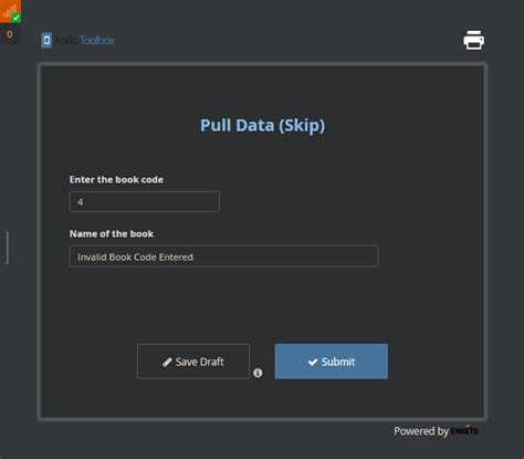 Adding Error Message To The Pulldata When Not Matched Form Building